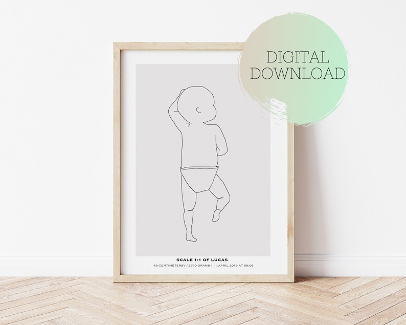PRINTABLE Baby Poster, Personalised Birth Poster, Newborn in Scale 1:1 ...