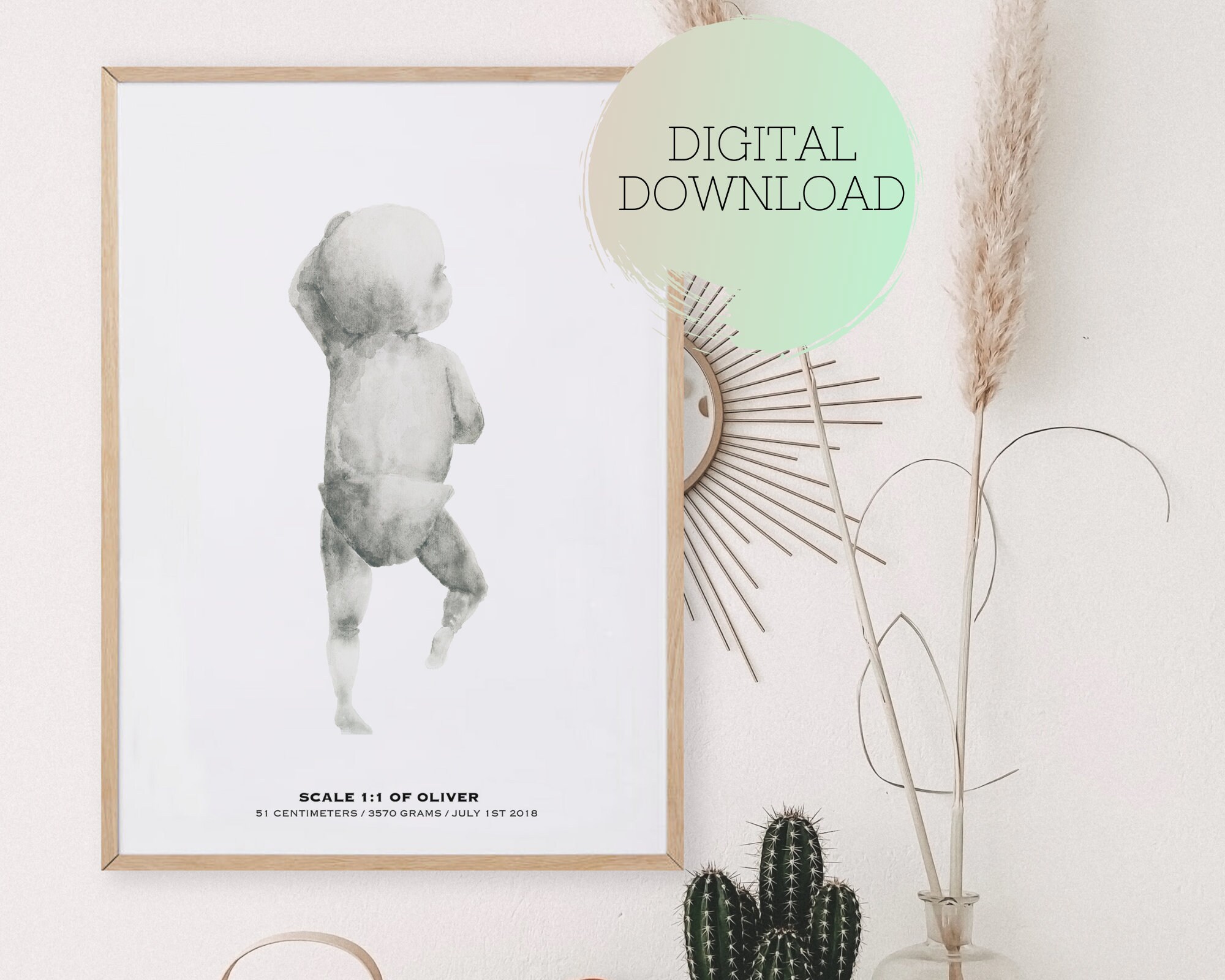 PRINTABLE Baby Poster, Personalised Birth Poster, Newborn in Scale 1:1 ...