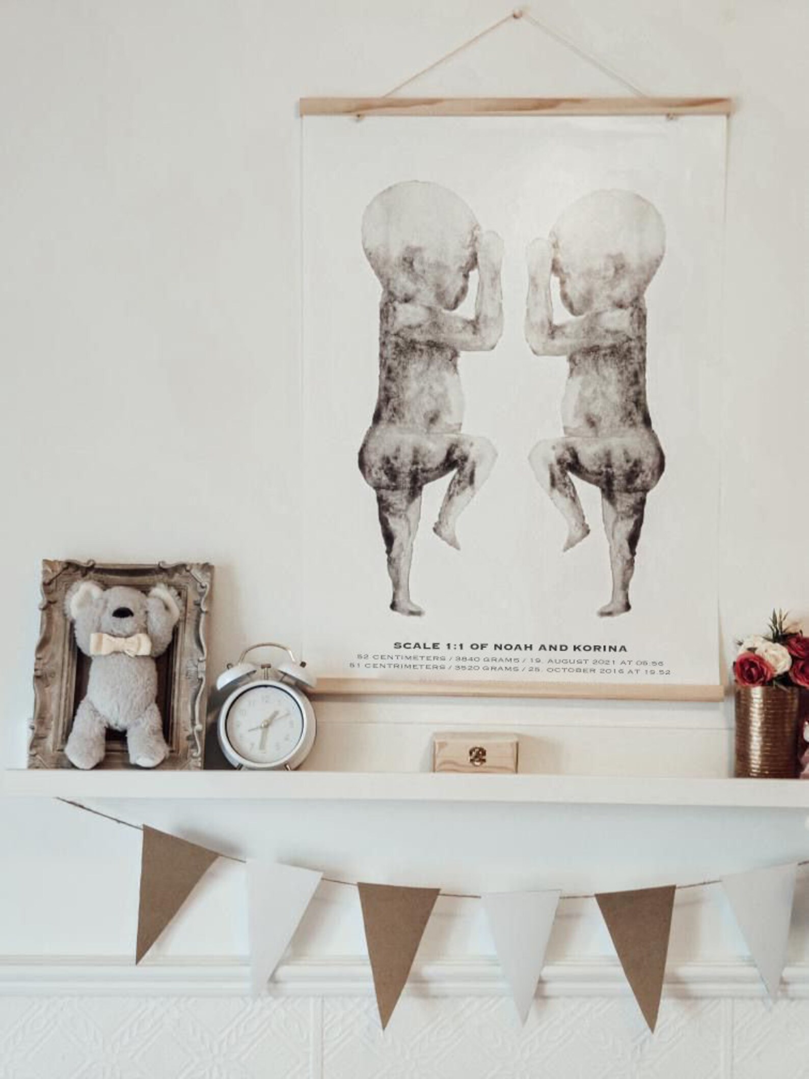 PRINTABLE CUSTOM BIRTH Poster, Newborn Illustration in Scale 1:1, Birth ...