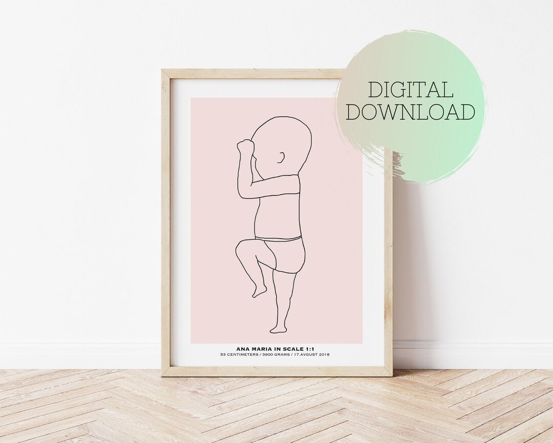 PRINTABLE Baby Poster, Personalised Birth Poster, Newborn in Scale 1:1 ...