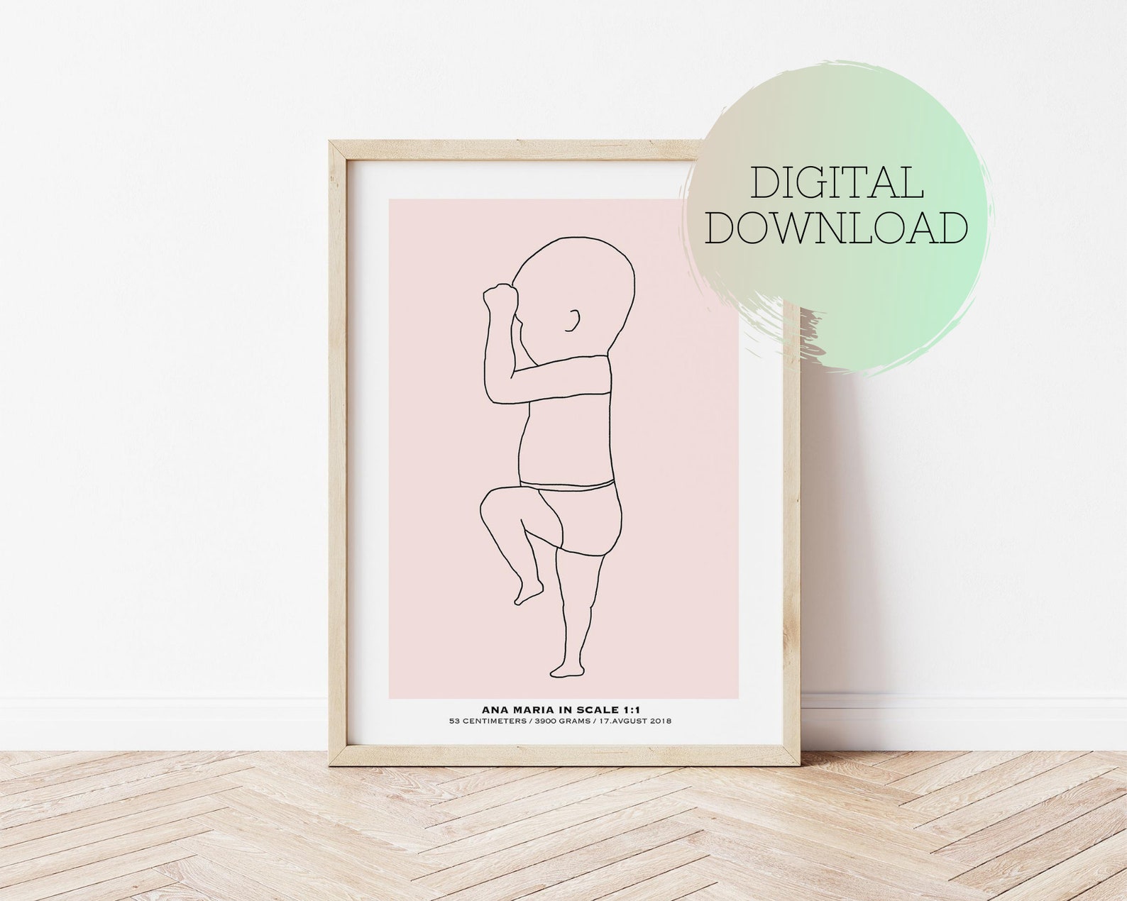 PRINTABLE Baby Poster, Personalised Birth Poster, Newborn in Scale 1:1 ...