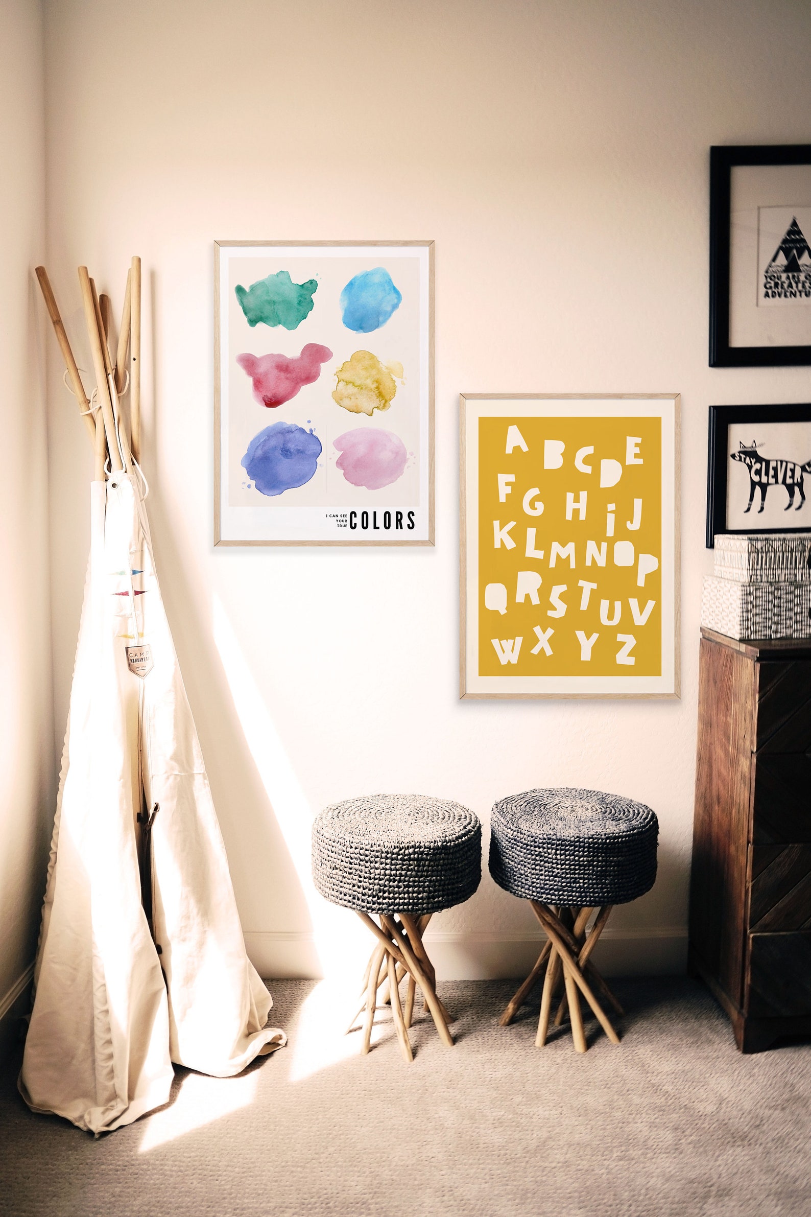 PRINTABLE Alphabet Wall Decor, Alphabet Poster, GOLD Kids Room Decor ...