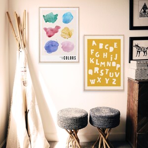 PRINTABLE Alphabet Wall Decor, Alphabet Poster, GOLD Kids Room Decor ...