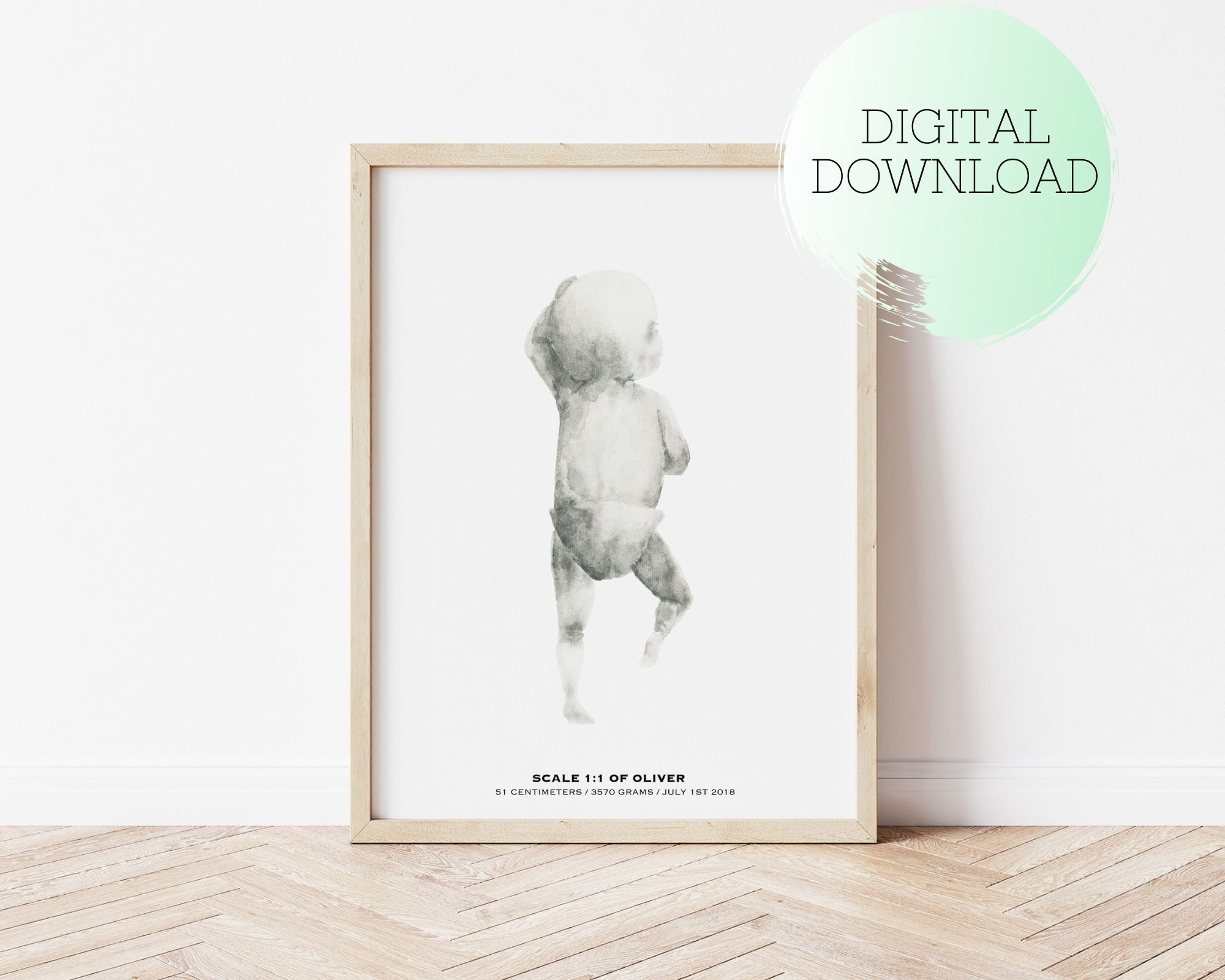 PRINTABLE Baby Poster, Personalised Birth Poster, Newborn in Scale 1:1 ...