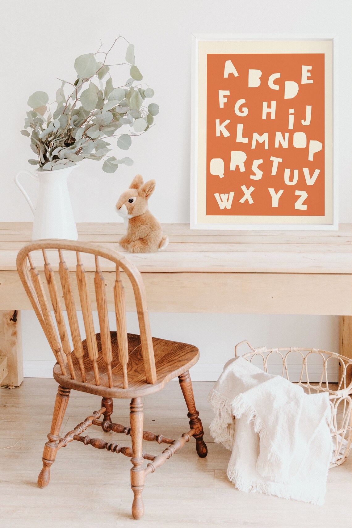PRINTABLE Alphabet Wall Decor, Alphabet Poster, Rust Kids Room Decor ...