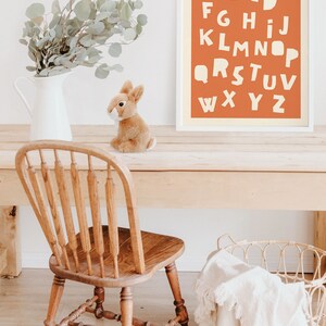 PRINTABLE Alphabet Wall Decor, Alphabet Poster, Rust Kids Room Decor ...