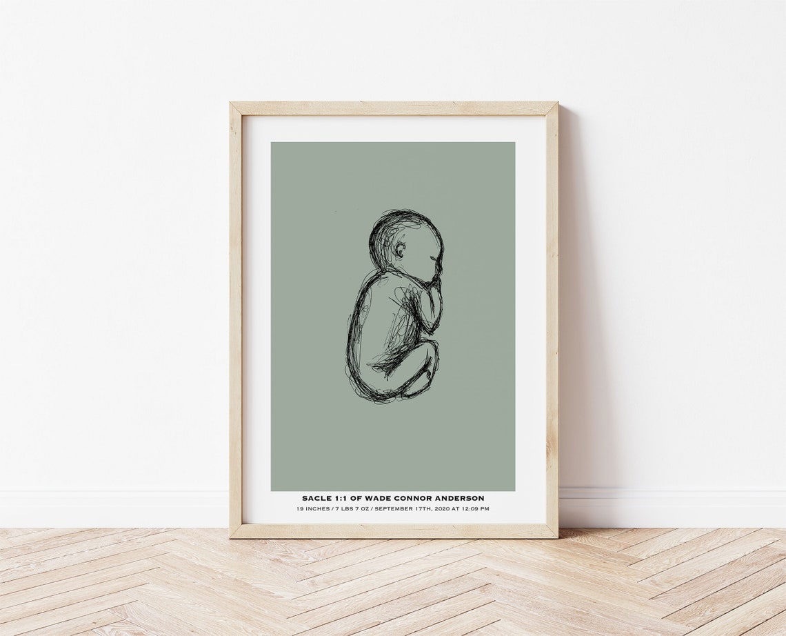 PRINTABLE CUSTOM BIRTH Poster Newborn Illustration in Scale | Etsy