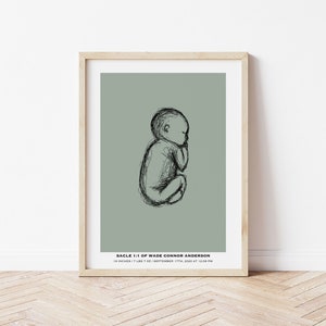 PRINTABLE CUSTOM BIRTH Poster, Newborn Illustration in Scale 1:1, Birth ...