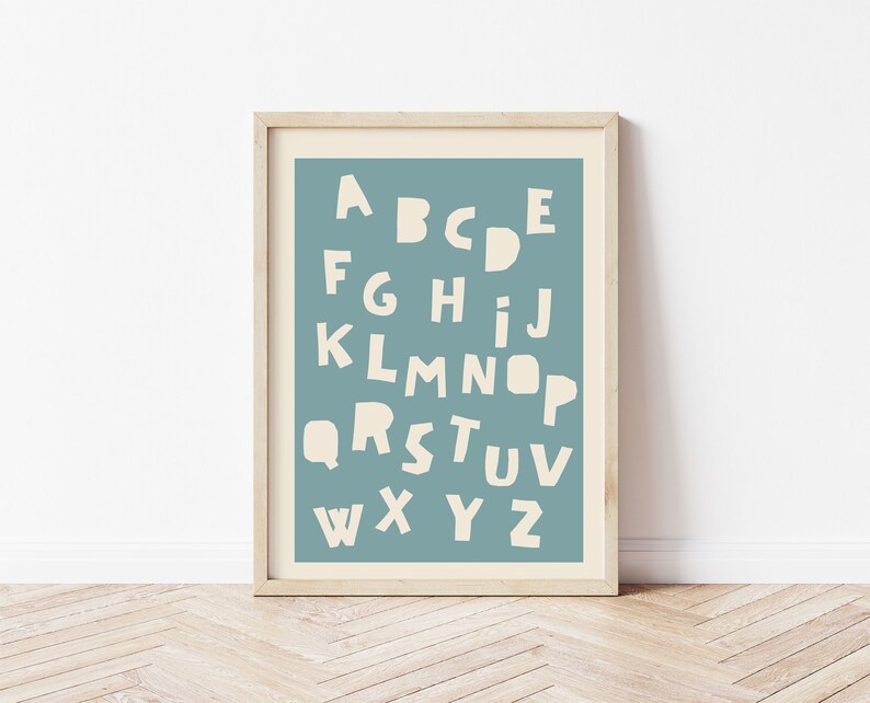 PRINTABLE Alphabet POSTER BLUE Alphabet Poster Blue Kids - Etsy