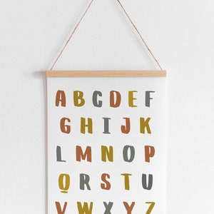 PRINTABLE ALPHABET POSTER, Earthy Tones Nursery Decor, Gender Neutral ...