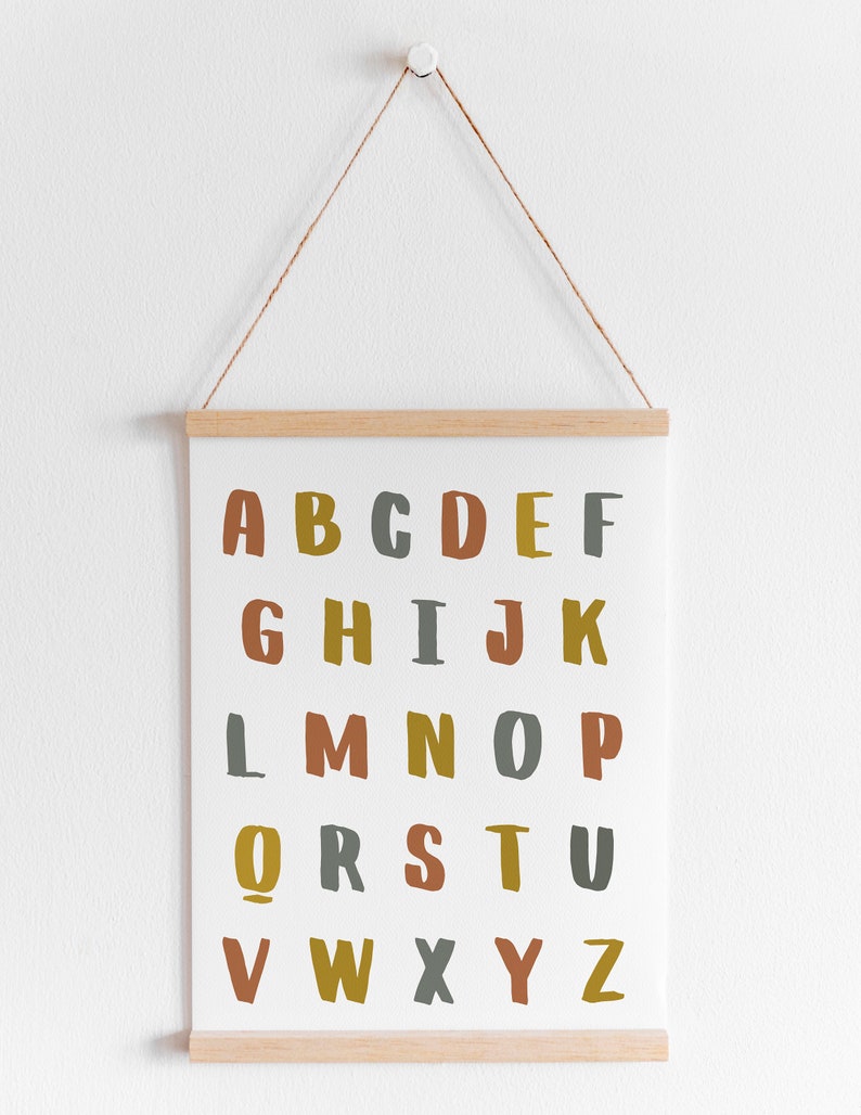 PRINTABLE ALPHABET POSTER Earthy Tones Nursery Decor Gender - Etsy