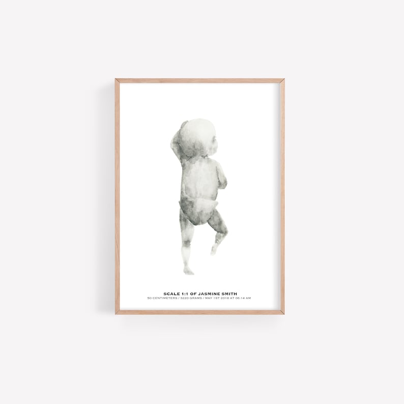 PRINTABLE Baby Poster, Personalised Birth Poster, Newborn in Scale 1:1 ...
