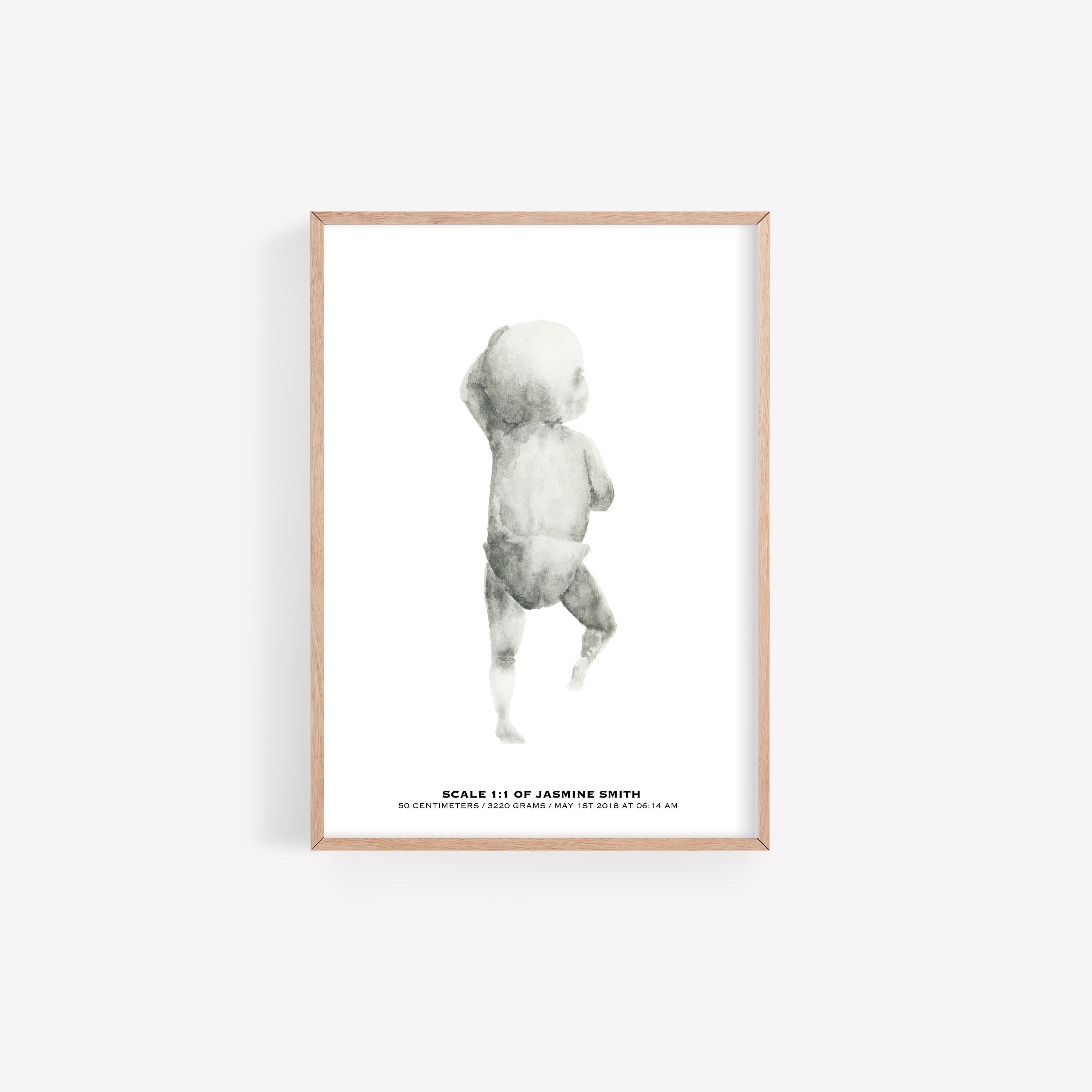 PRINTABLE Baby Poster, Personalised Birth Poster, Newborn in Scale 1:1 ...