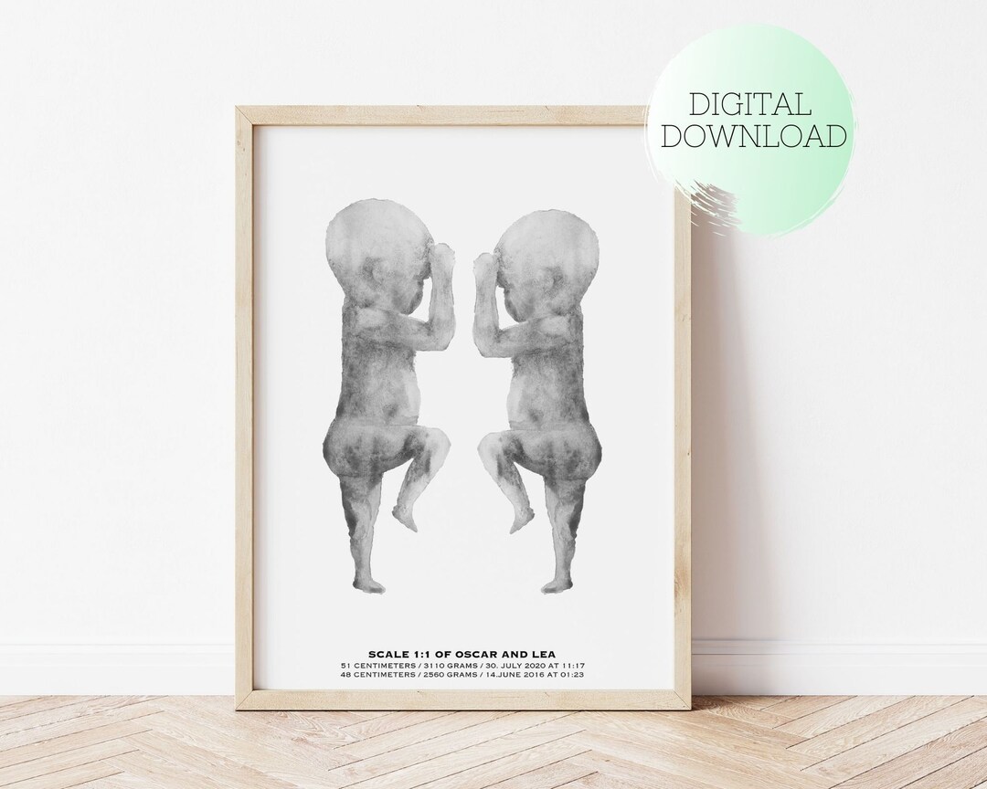 PRINTABLE Baby Poster, Twins Birth Poster, Personalised Birth Poster ...