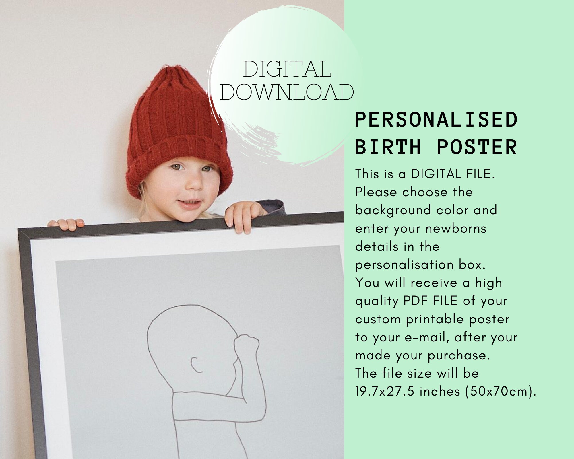 PRINTABLE BIRTH POSTER Baby Posterletter Print Initial - Etsy