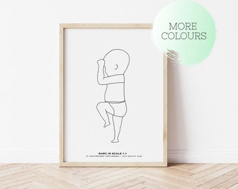 BIRTH POSTER in SCALE 1:1 Personalised Newborn Illustration | Etsy