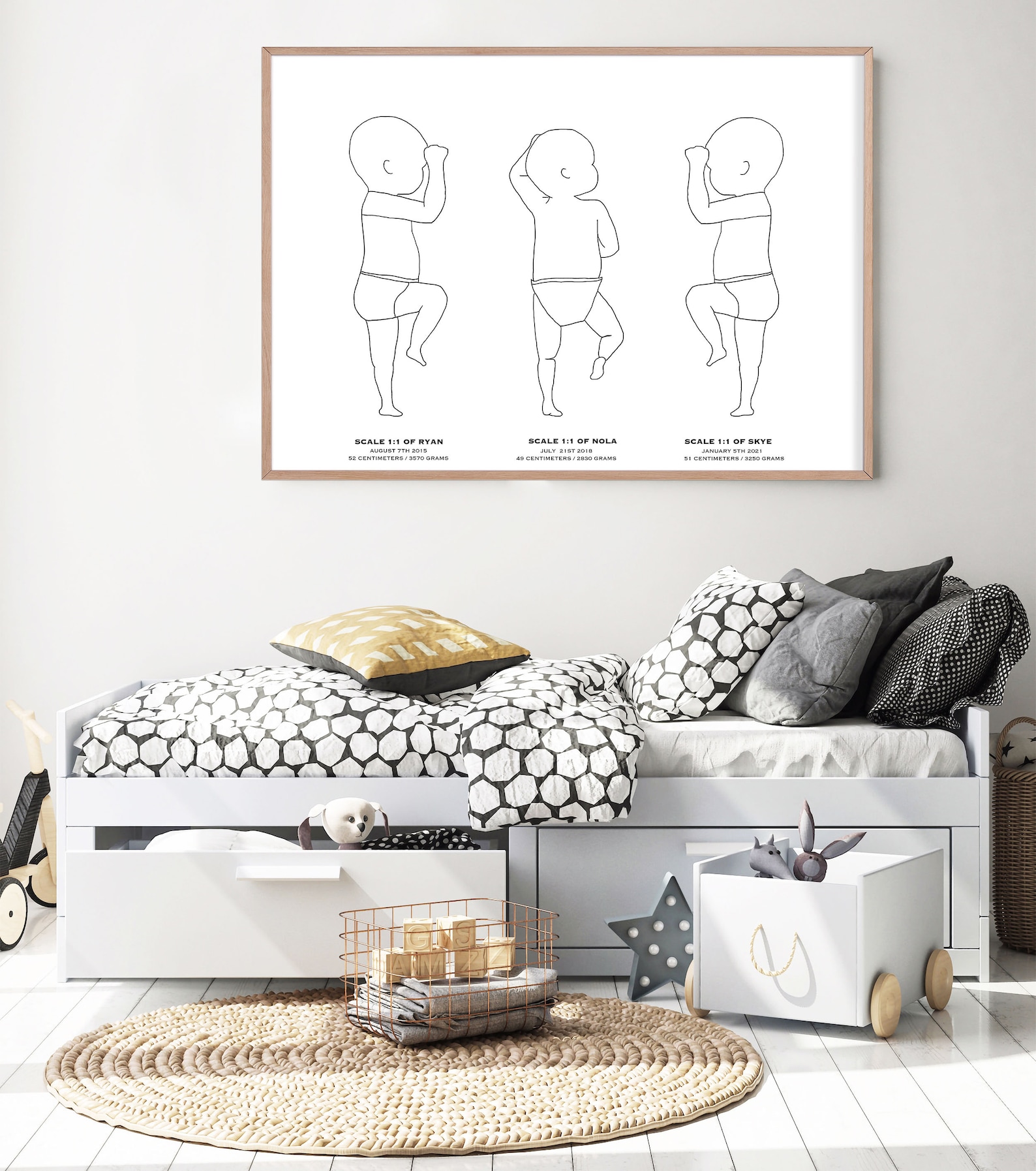 BIRTH POSTER, Trio Birth Poster, Three Kids Poster, PRINTABLE Baby ...