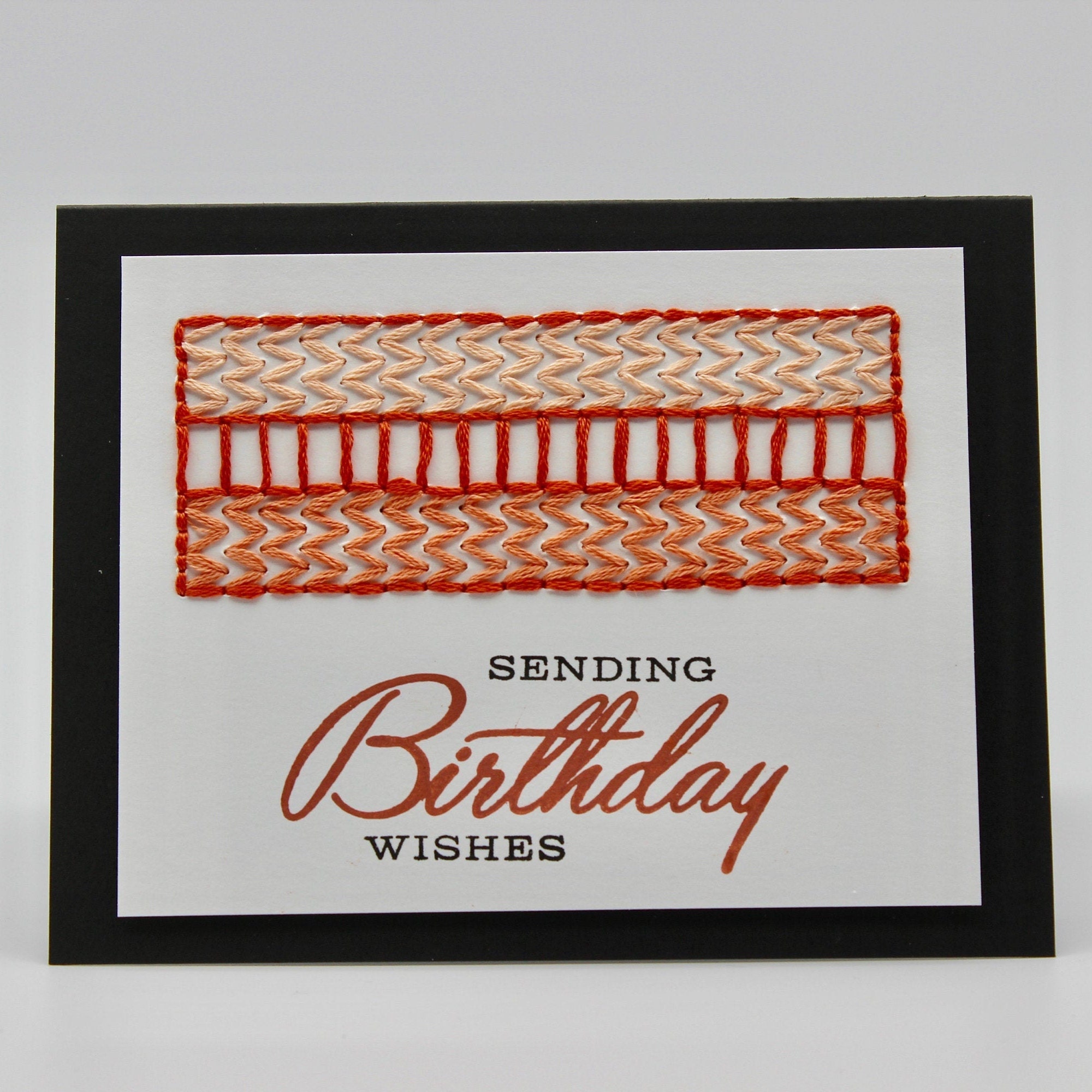 Stitched Birthday Card - Etsy