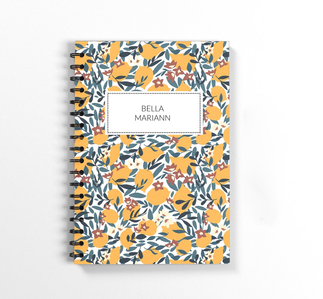 Custom Name Lemon Journal, Personalized Yellow Lemon Sketchbook ...