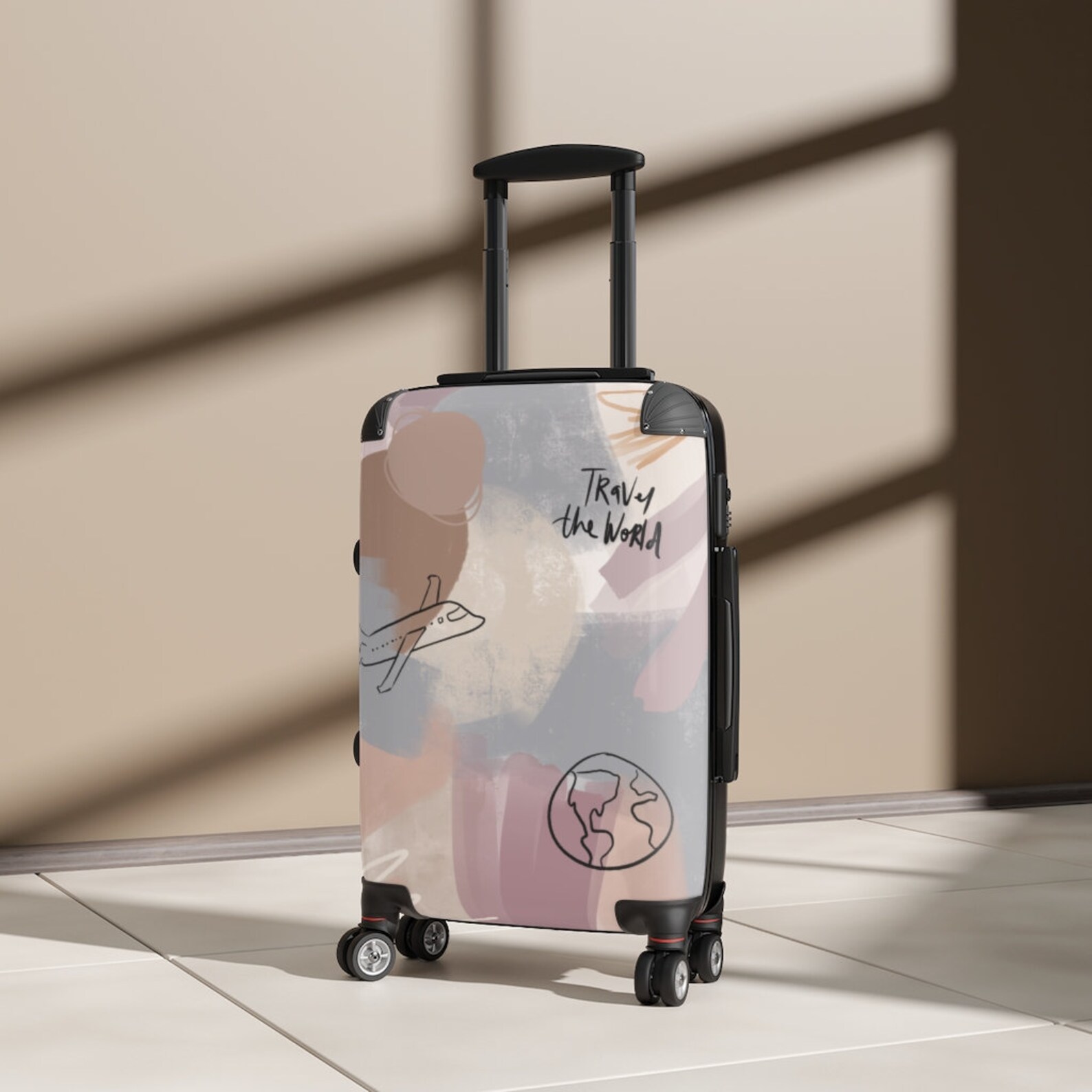 Boho Styled Suitcase Cover, Abstract Art Custom Luggage Cover, Gift for ...