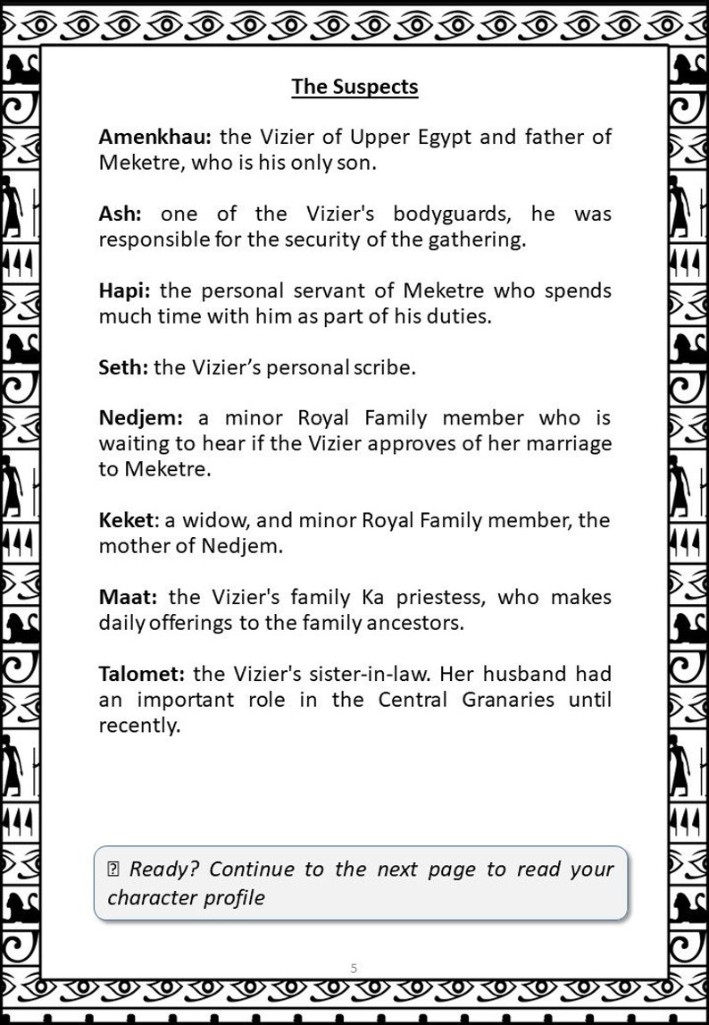 Ancient Egypt Murder Mystery Game for 8 People, Download, for Family ...