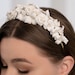 Bridal Headband Ceramic Roses Flowers. Clay White Roses and Flower Gold ...