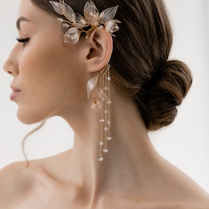 Ear Cuff, Floral Ear Cuff, Gold Ear Crawler Earrings, Ear Cuff No ...