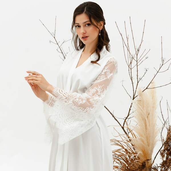 White Bridal Robe - Etsy