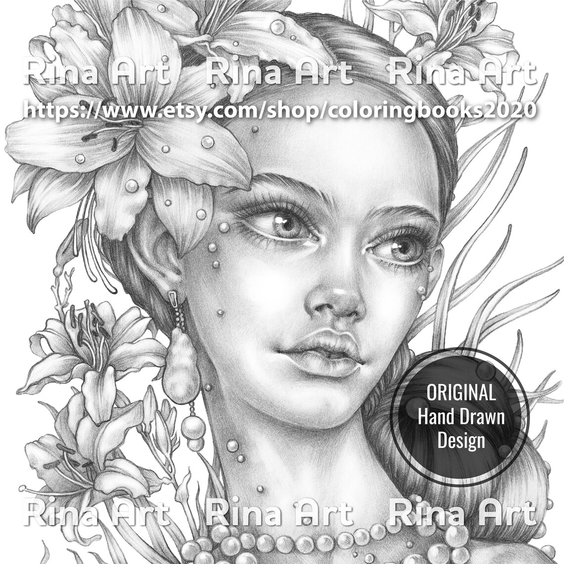 Lilies and Pearls | Coloring Page | Printable Adult Colouring Pages ...