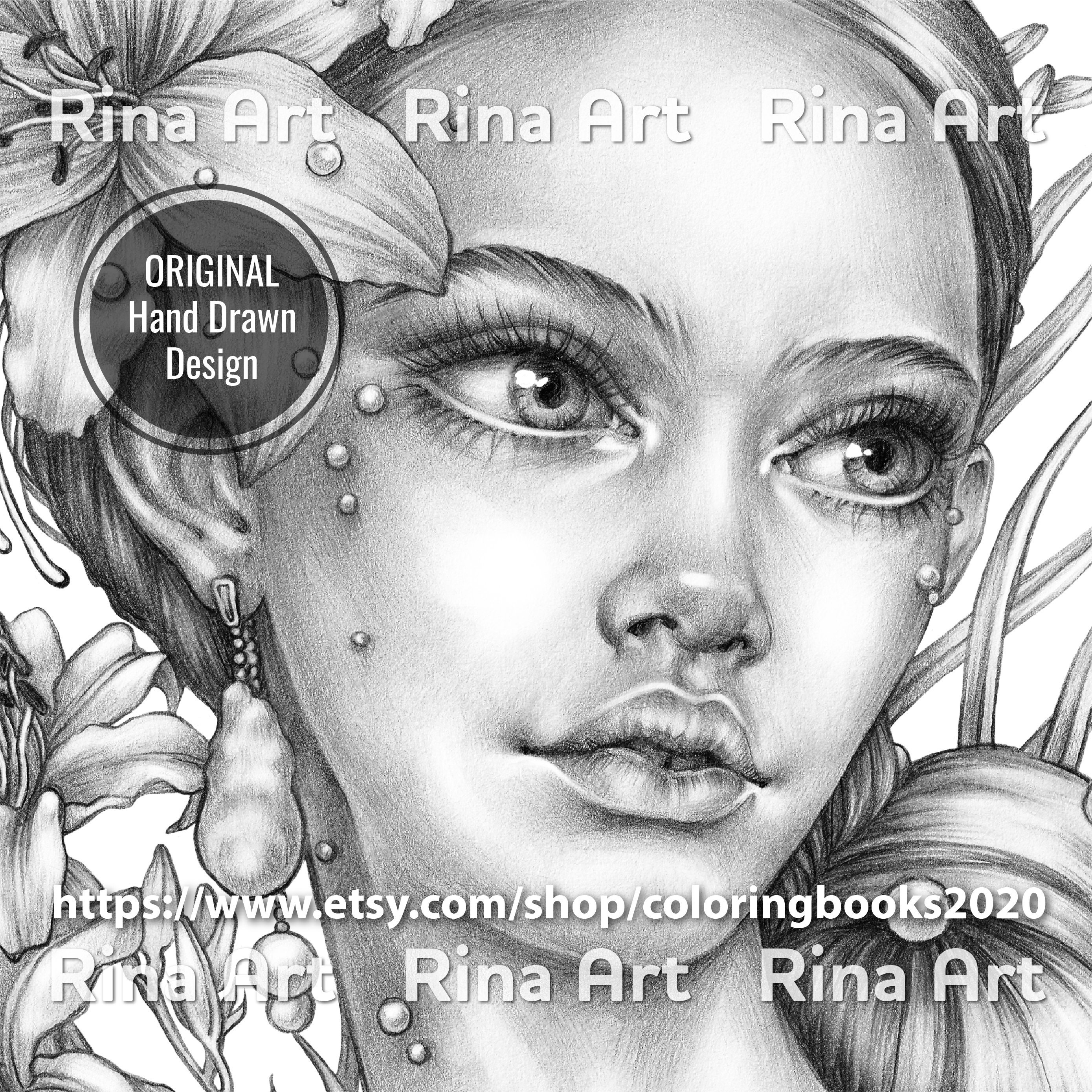 Lilies and Pearls | Coloring Page | Printable Adult Colouring Pages ...