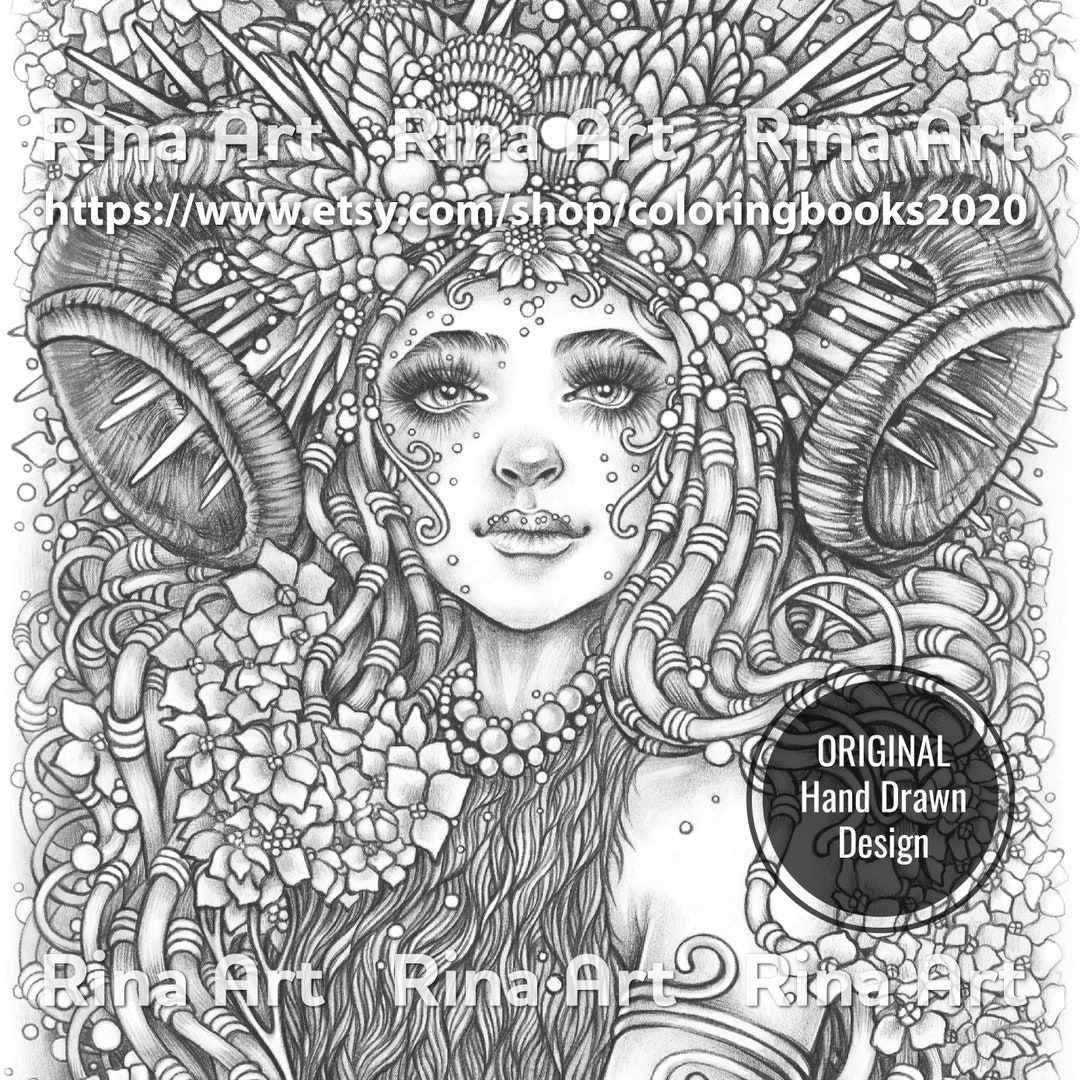 Faun Girl Coloring Page Printable Adult Colouring Pages Book Download ...