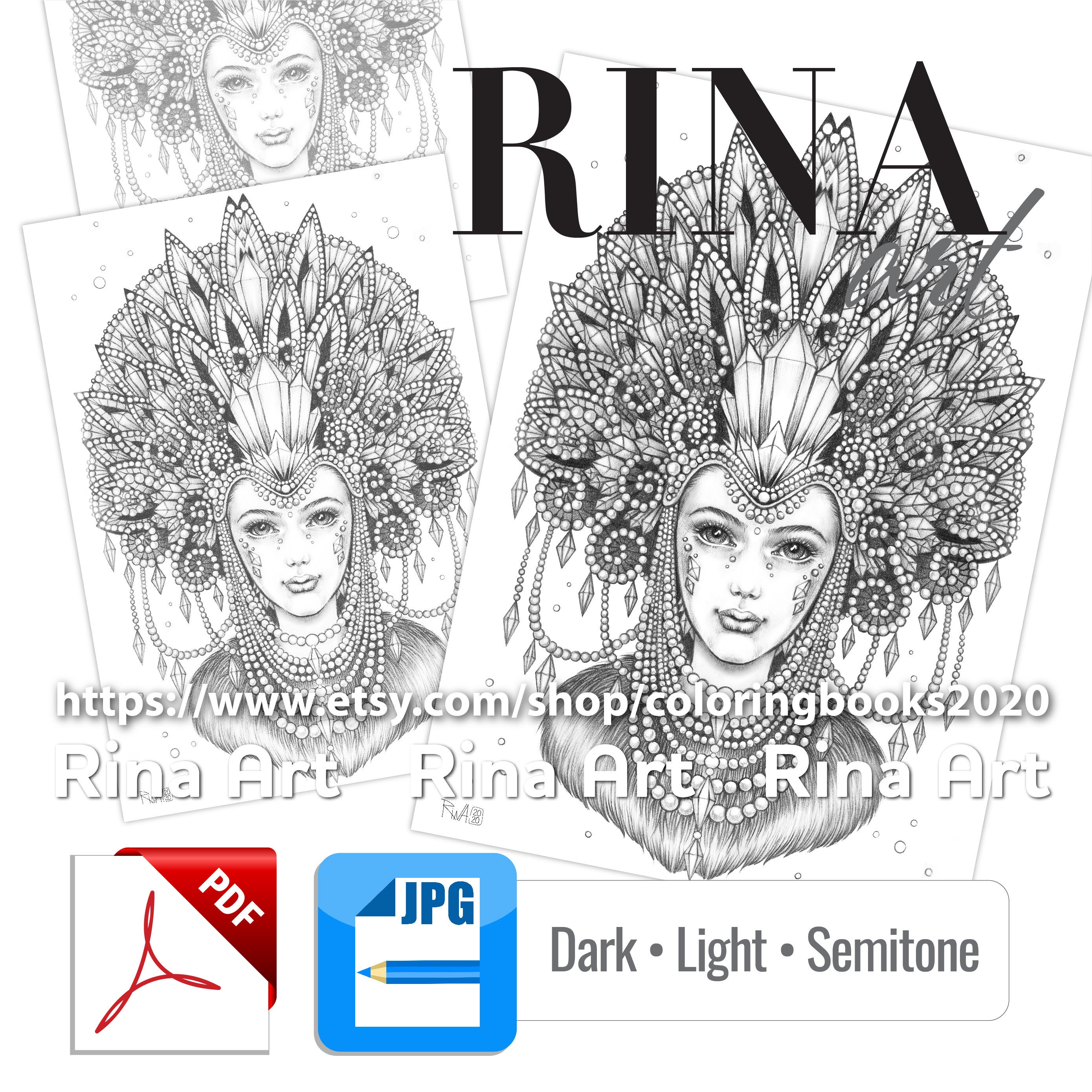 Royal Crystal Coloring Page Printable Adult Colouring - Etsy UK