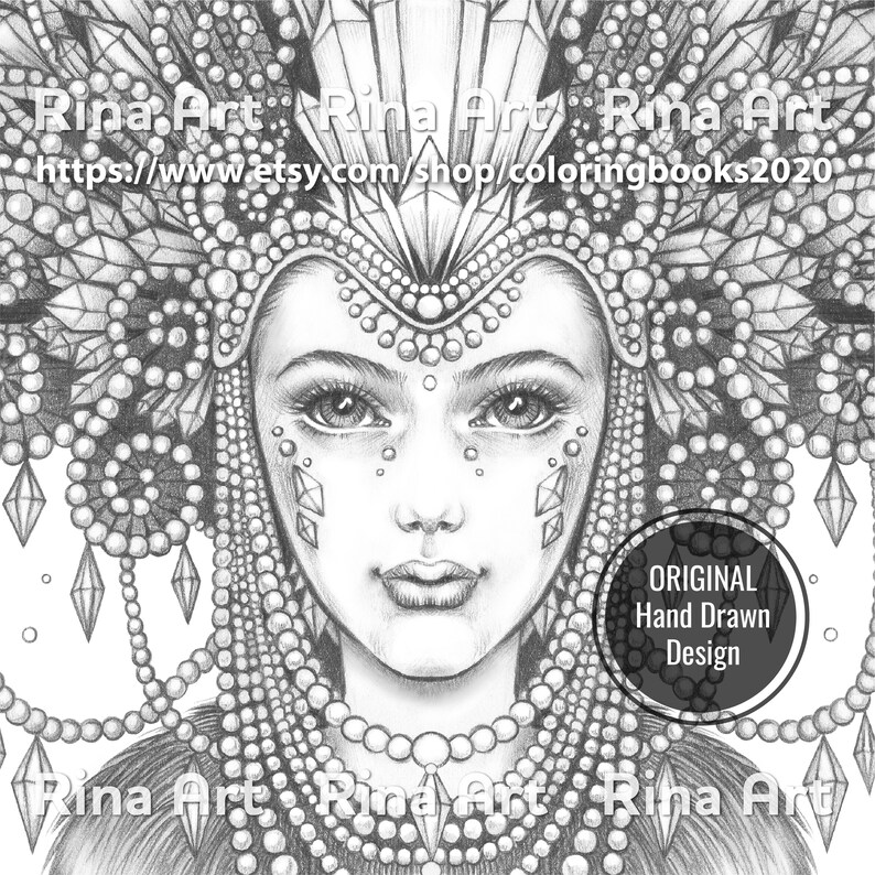 Royal Crystal Coloring Page Printable Adult Colouring - Etsy