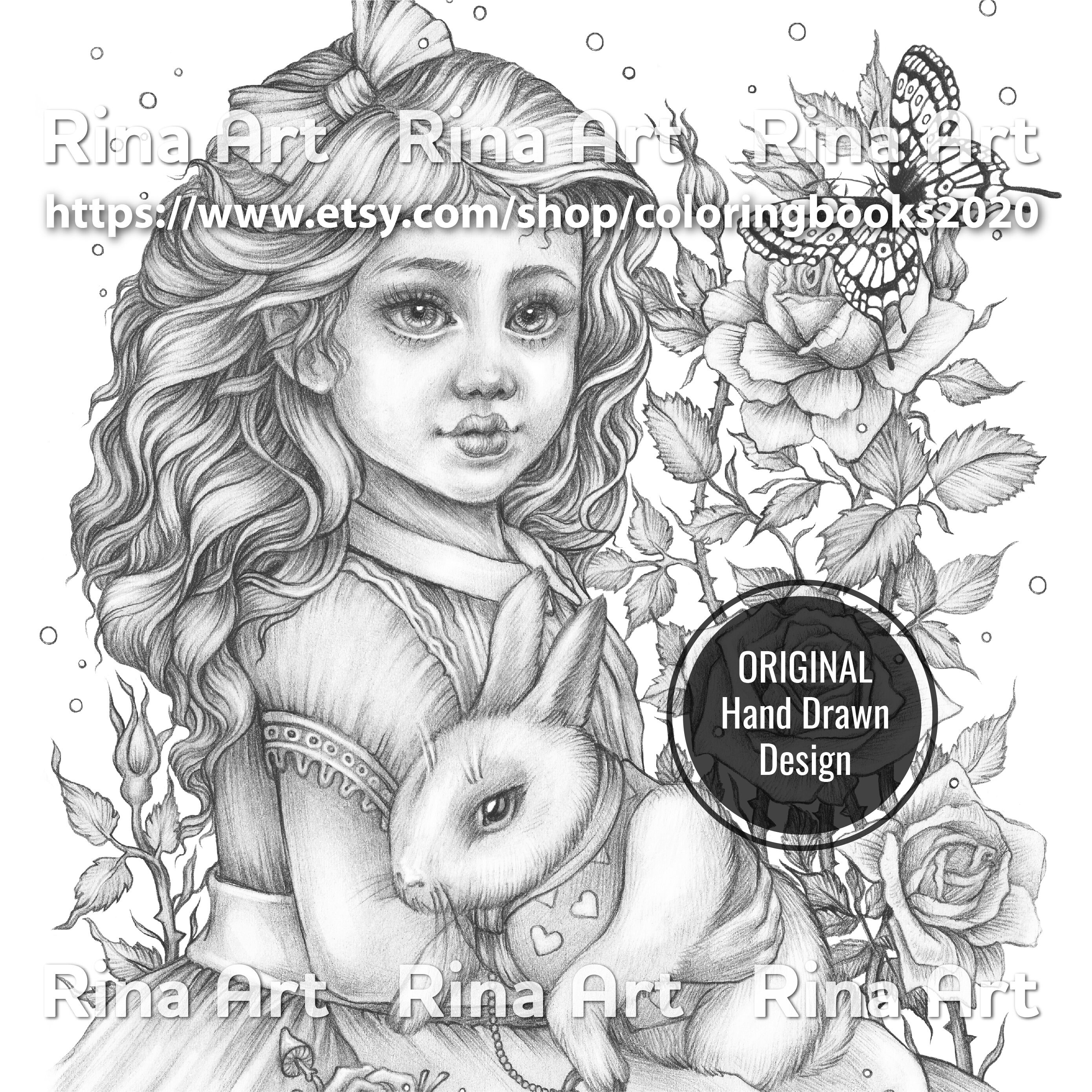 Alice Coloring Page Printable Adult Colouring Pages Book - Etsy