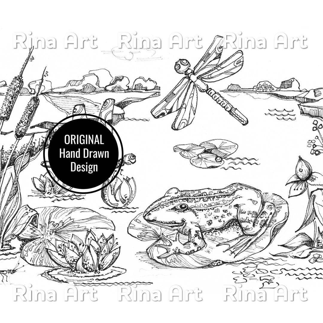Pond | Coloring Page | Printable Adult Colouring Pages Book | Download ...