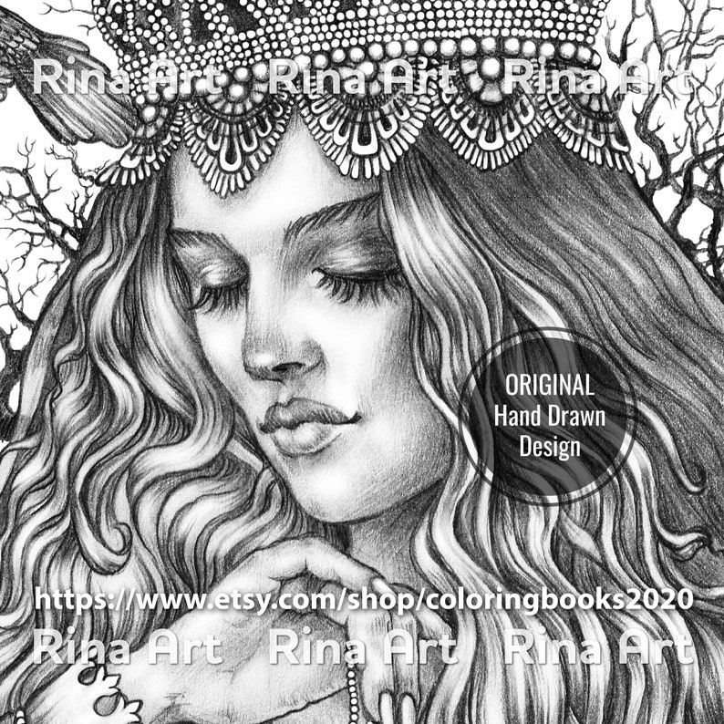 Raven Queen Coloring Page Printable Adult Colouring Pages - Etsy