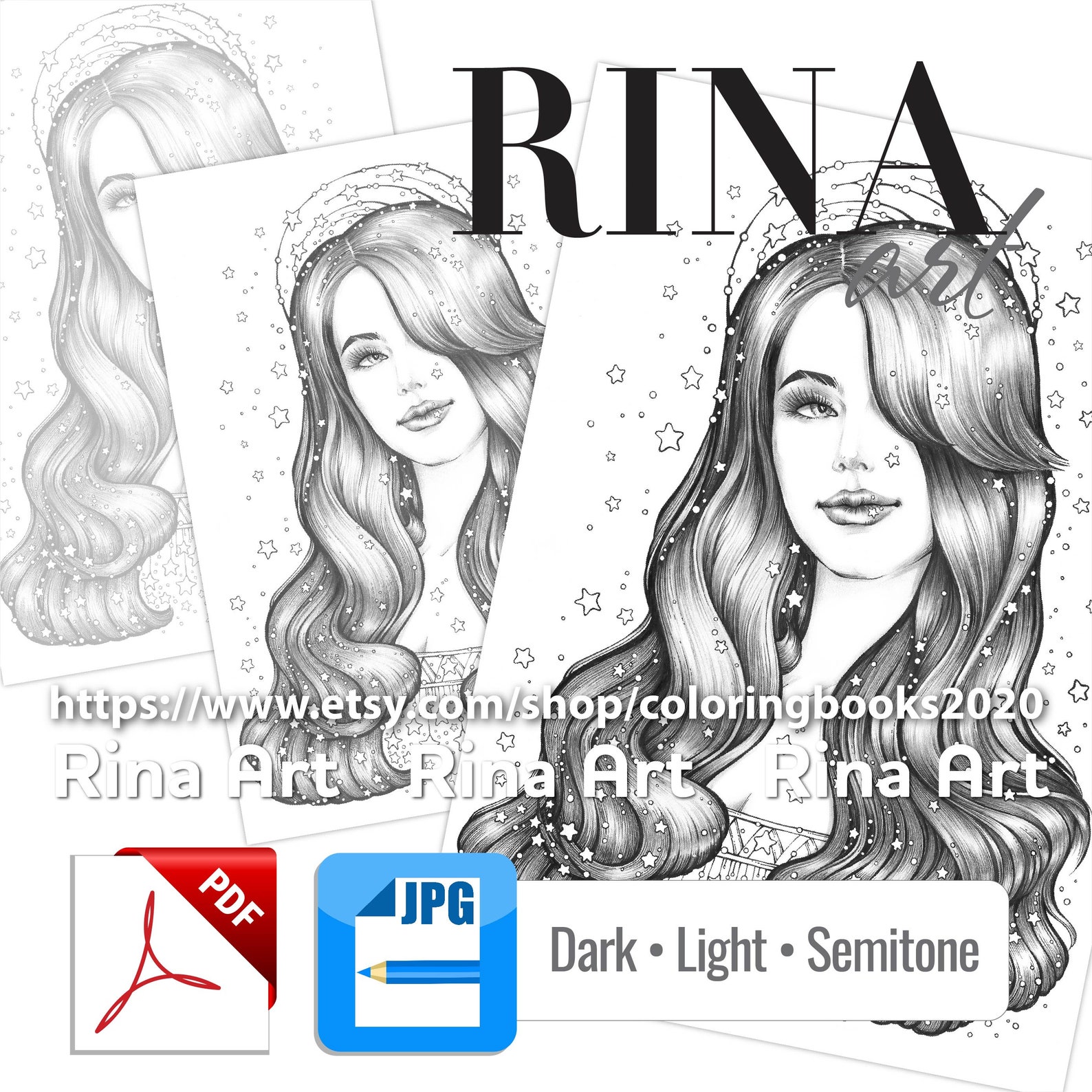 Night Coloring Page Printable Adult Colouring Pages Book | Etsy