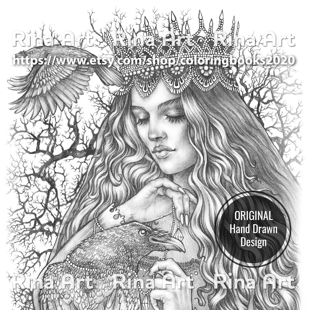 Raven Queen | Coloring Page | Printable Adult Colouring Pages Book ...