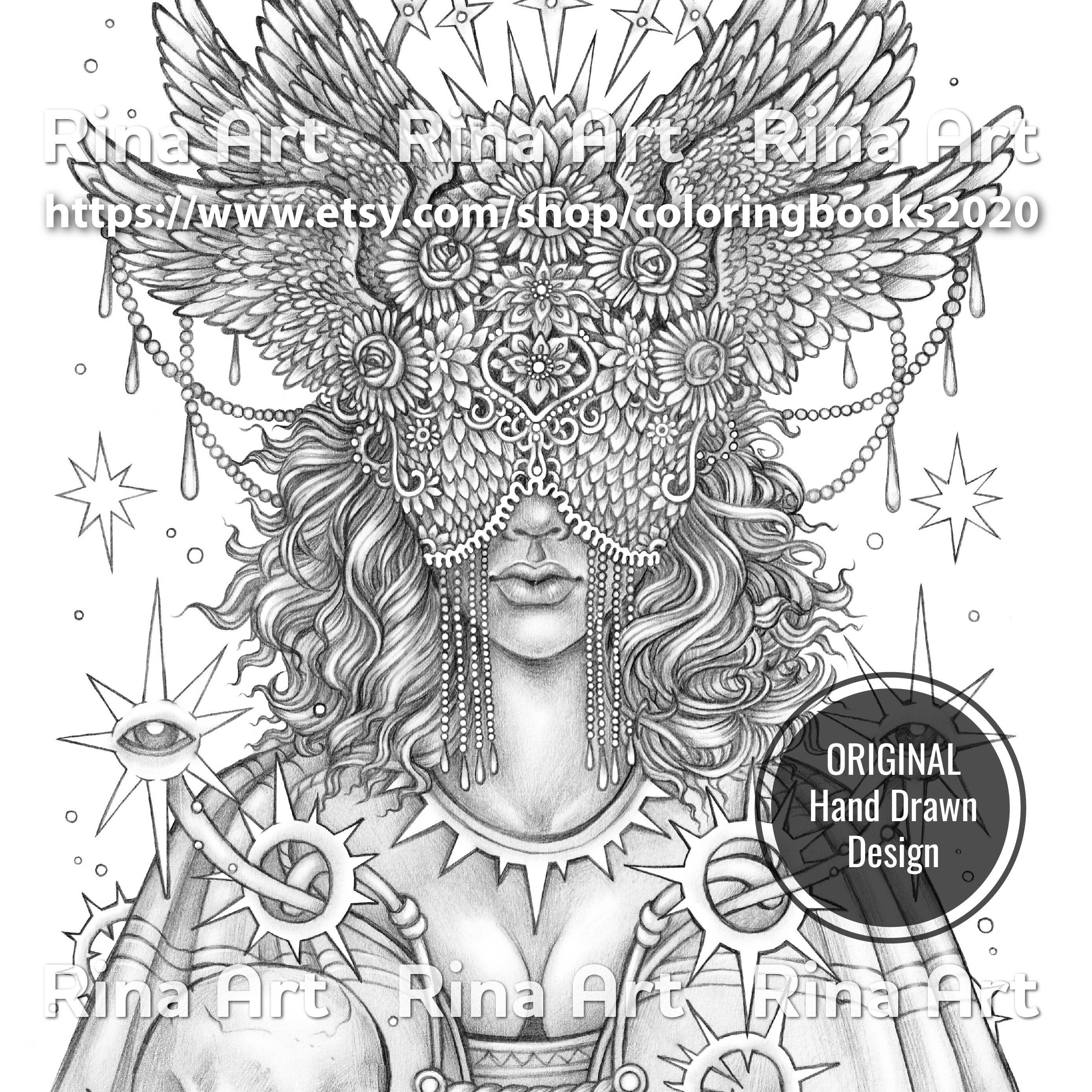 Dark Lady Coloring Page Printable Adult Colouring Pages - Etsy
