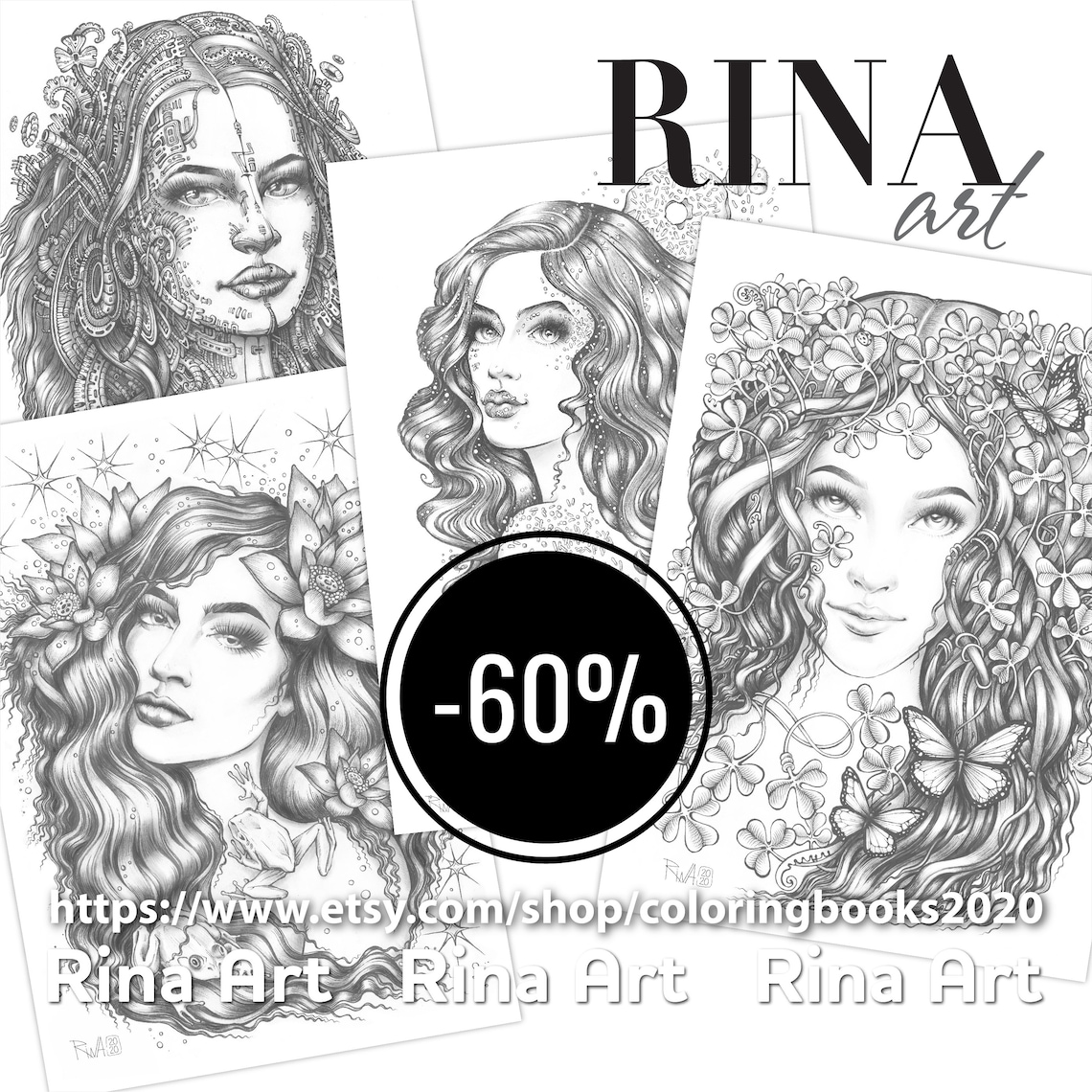 Sets 2 Coloring Page Printable Adult Colouring Pages Book - Etsy