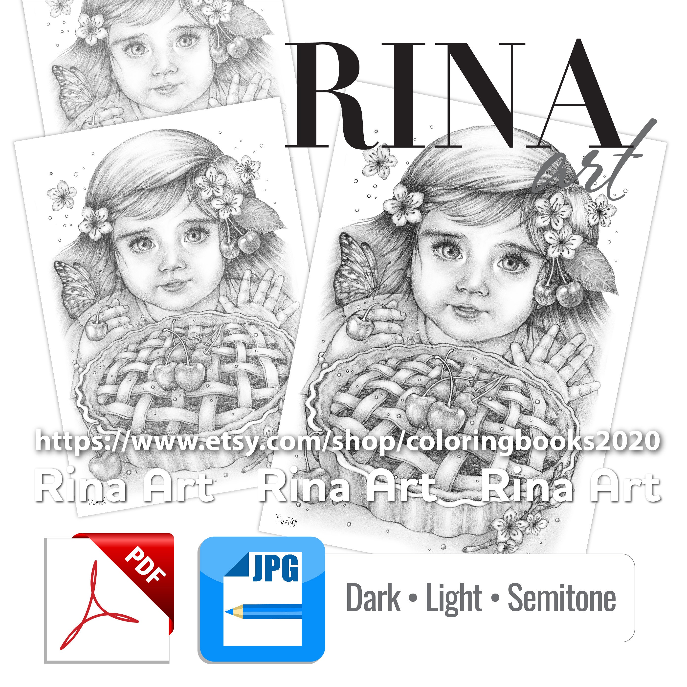 Cherry Pie Coloring Page Printable Adult Colouring Pages - Etsy Ireland