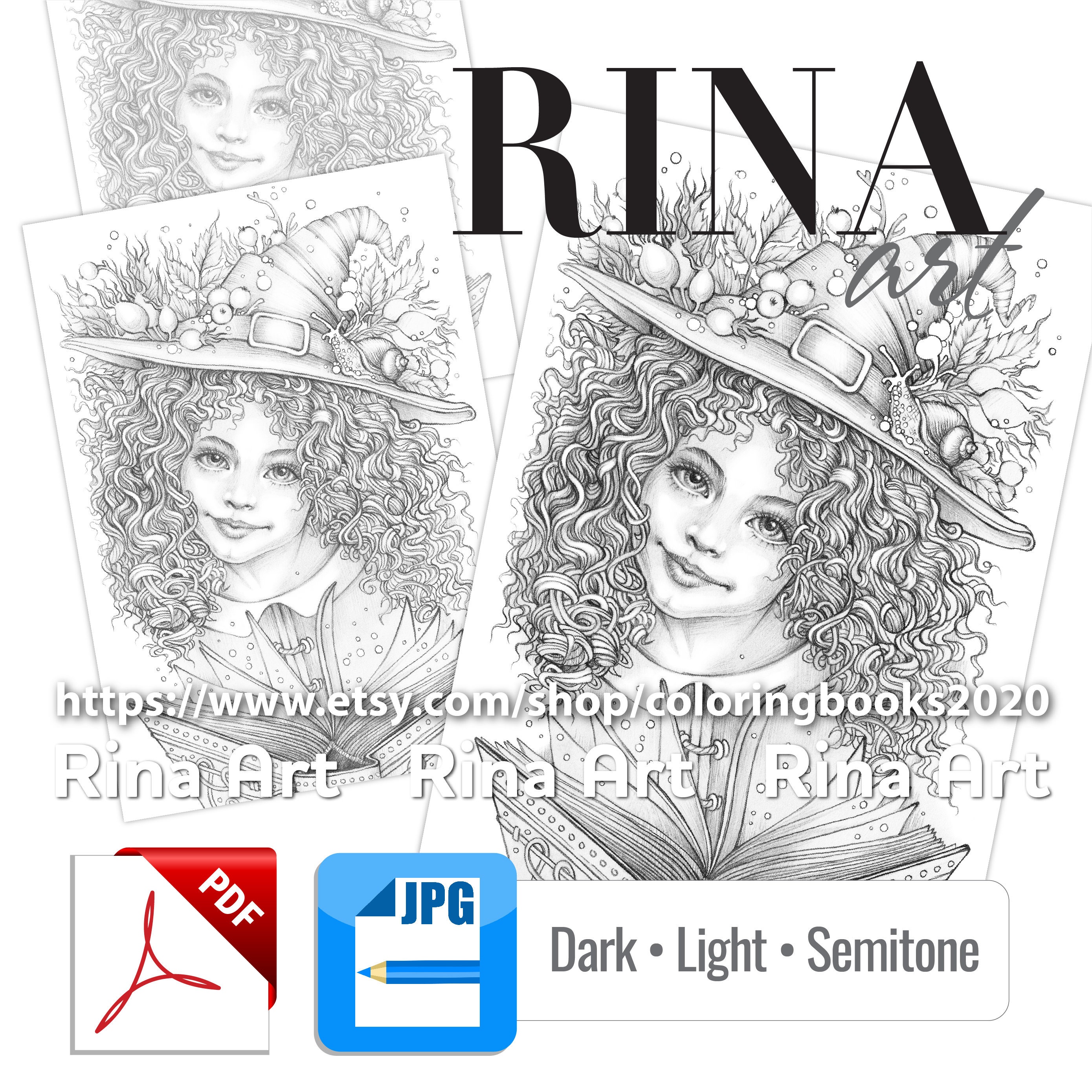 Little Witch Coloring Page Printable Adult Colouring Pages - Etsy Hong Kong