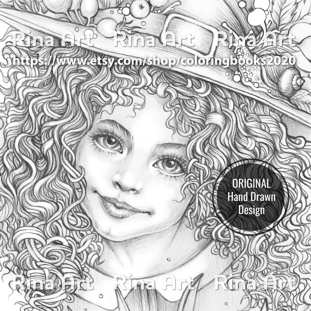 Little Witch | Coloring Page | Printable Adult Colouring Pages Book ...
