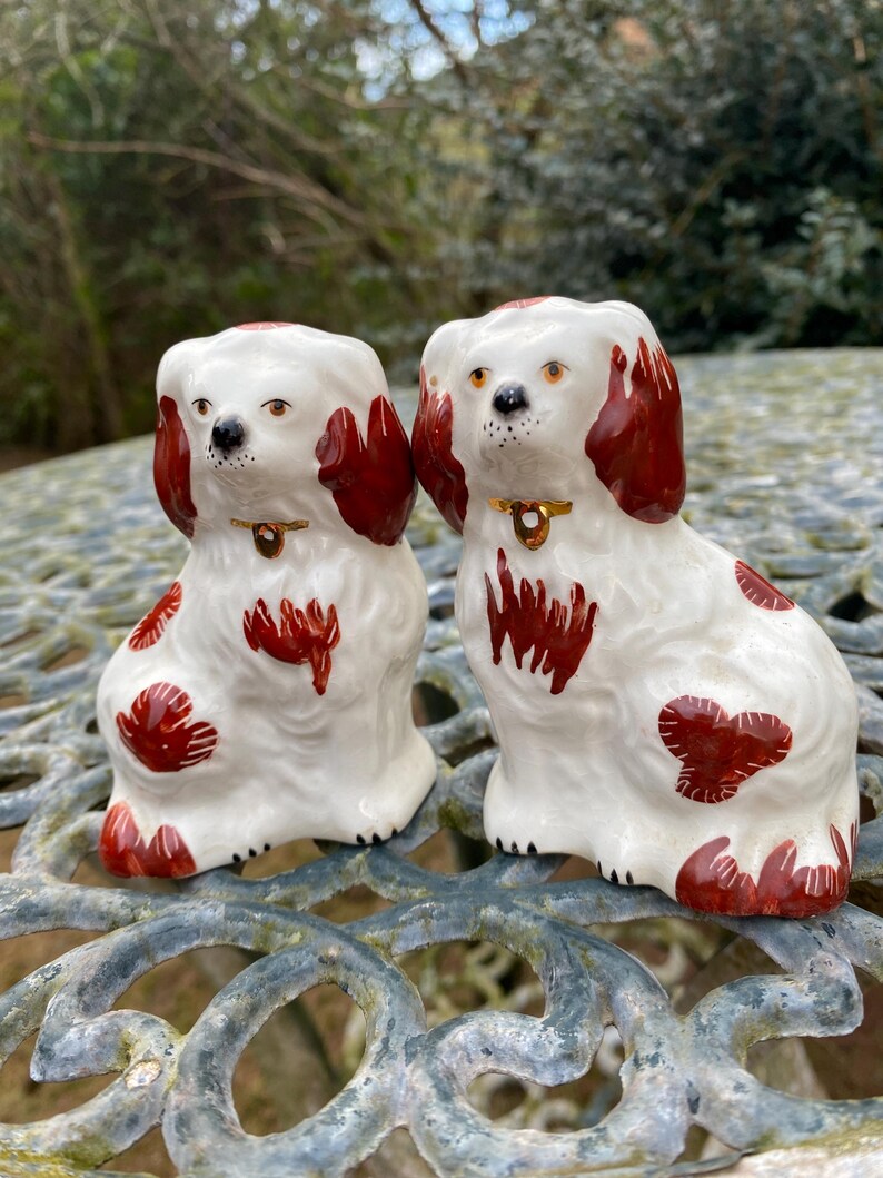 Rare Beswick Old English Dogs -left and Right Facing Pair in Red / Gold ...