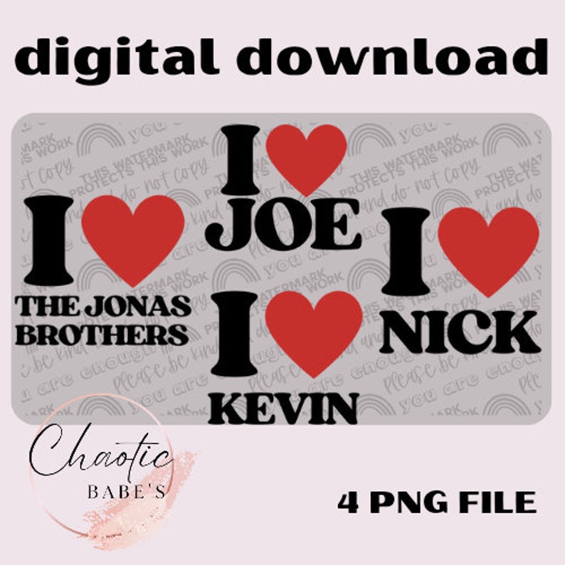 PNG, Digital Download Only, I Heart, Jonas Brothers, - Etsy