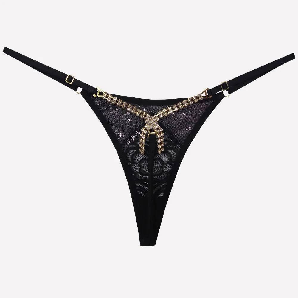Sexy Blacl Panties Rhinestone Lingerie Erotic Panties Sexy Lingerie