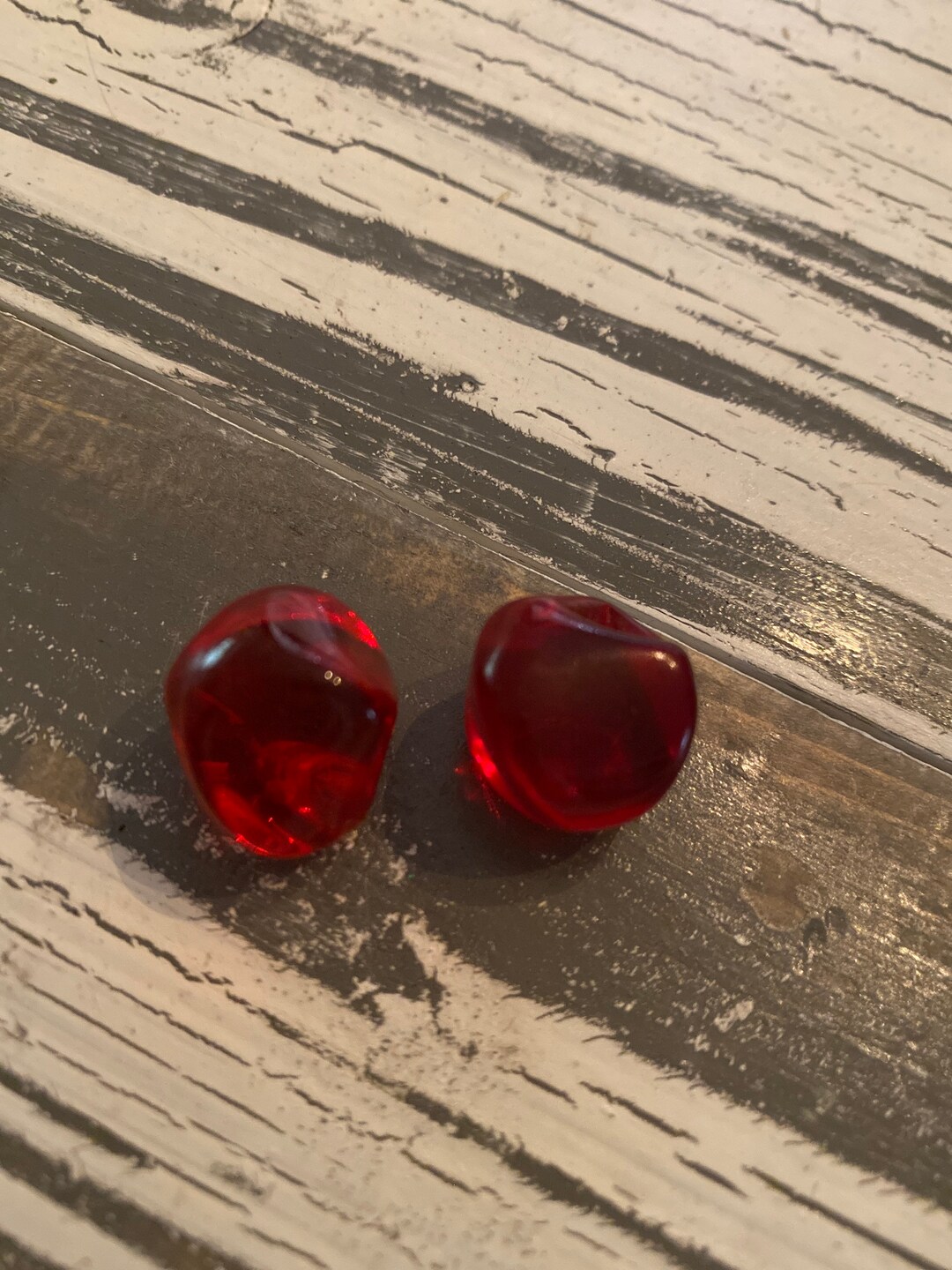 2 Vintage Red Glass Buttons - Etsy