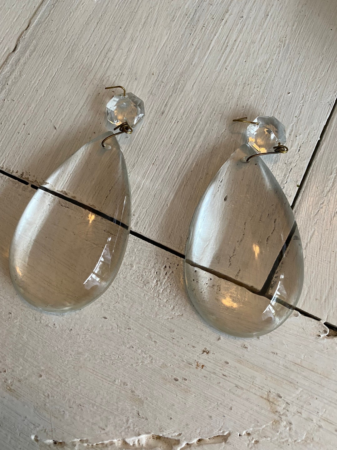 2 Antique Oval Glass Prisms - Etsy
