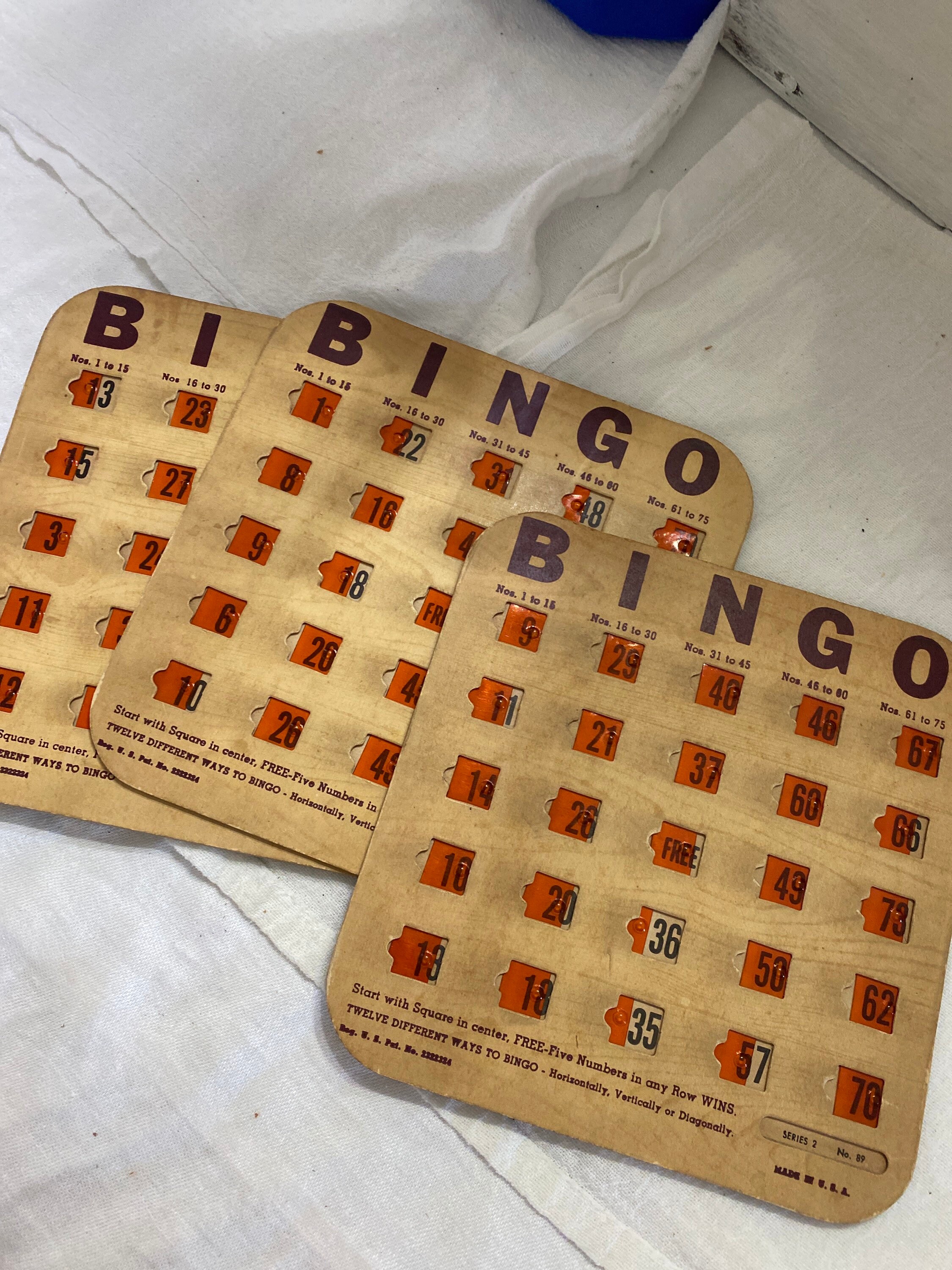 VTG 3 Reusable Finger-tip Shutter Slider Bingo Cards (orange) Made in ...