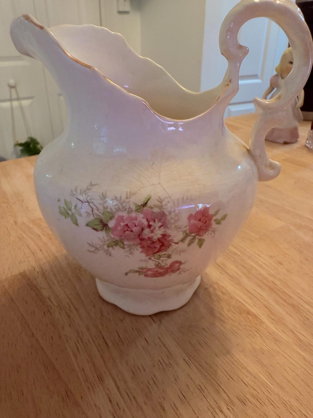 Antique China Pitcher 6” With Pink Flowers - Etsy